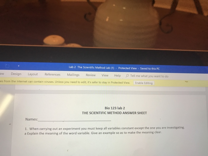 Solved Lab 2 The Scientific Method Lab (1) - Protected View | Chegg.com