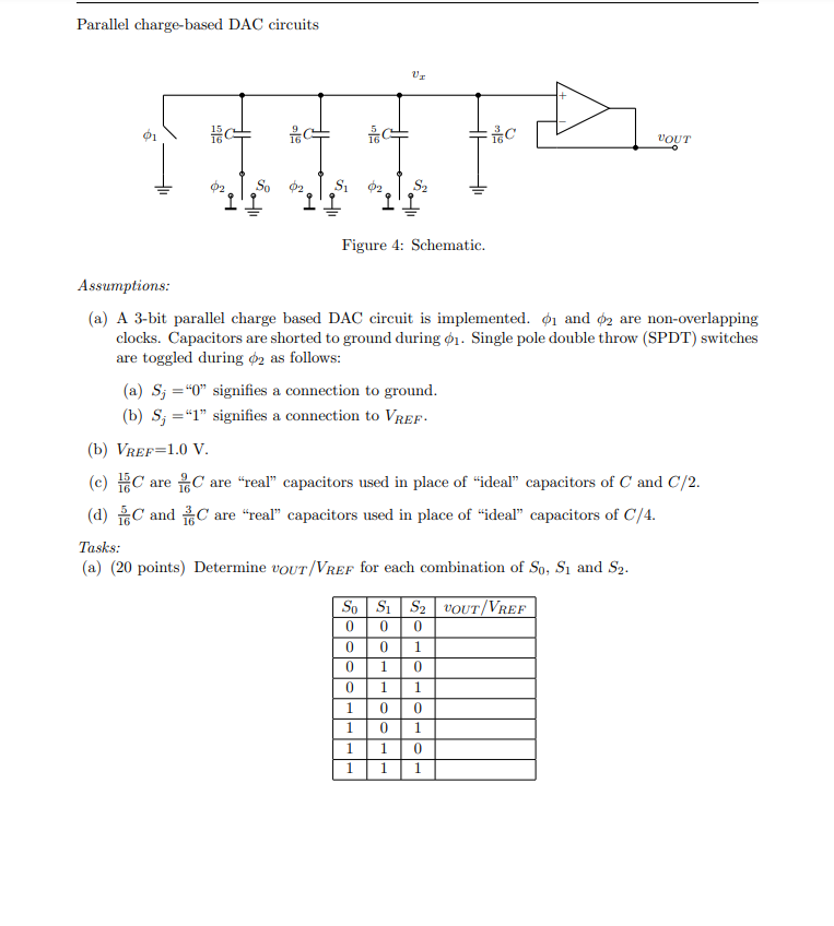 Solved Parallel charge-based DAC circuits U Bac 士 C VOUT | Chegg.com