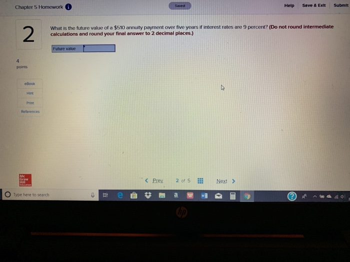 Solved Chapter 5 Homework Help Save& Exit Submt What is the | Chegg.com