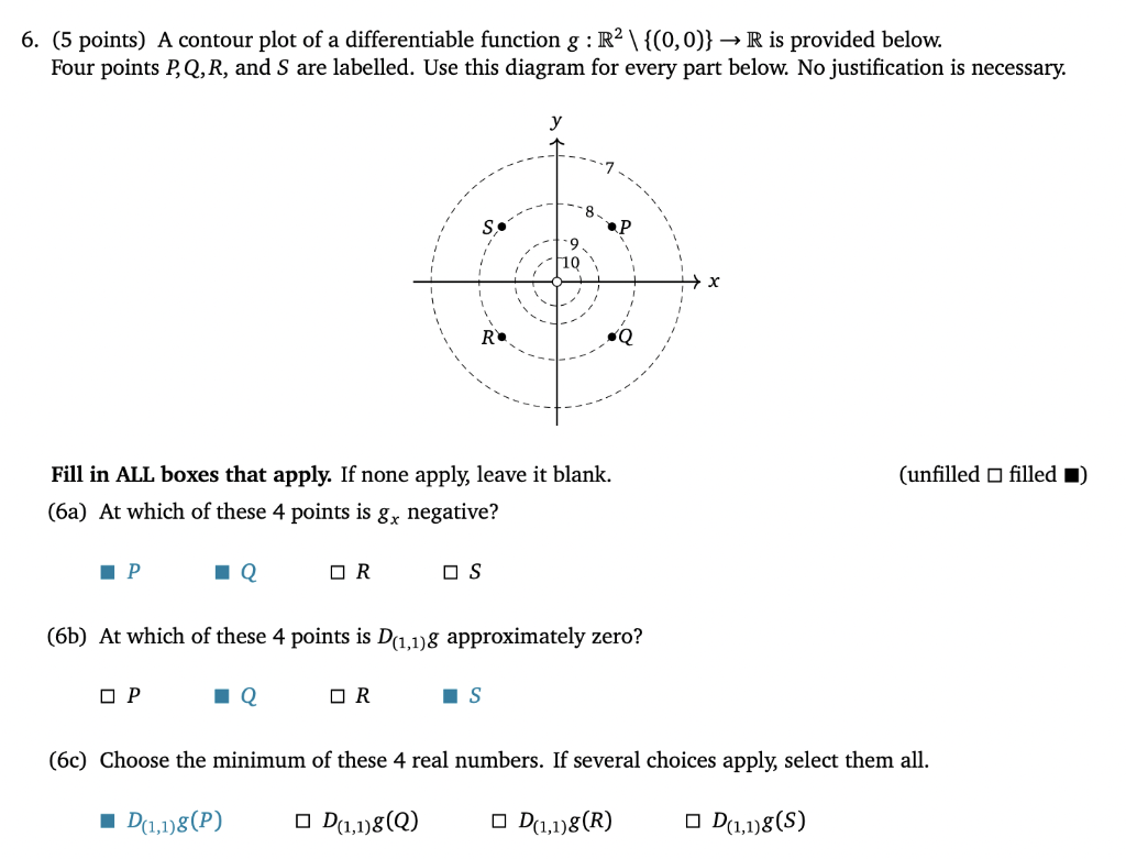 Solved 6. (5 points) A contour plot of a differentiable | Chegg.com