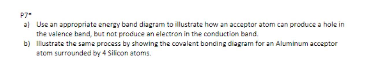 P7∗ a) Use an appropriate energy band diagram to | Chegg.com