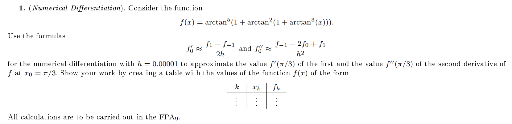 Solved 1. (Numerical Differentiation). Consider the function | Chegg.com