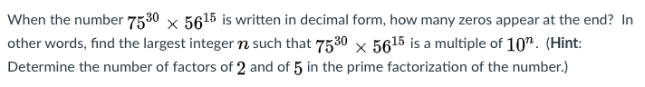 Solved When the number 7530 x 5615 is written in decimal | Chegg.com