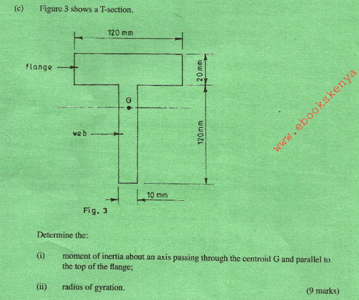 Solved (c) Figure 3 shows a T-section, 120 mm flange 20 mm G | Chegg.com