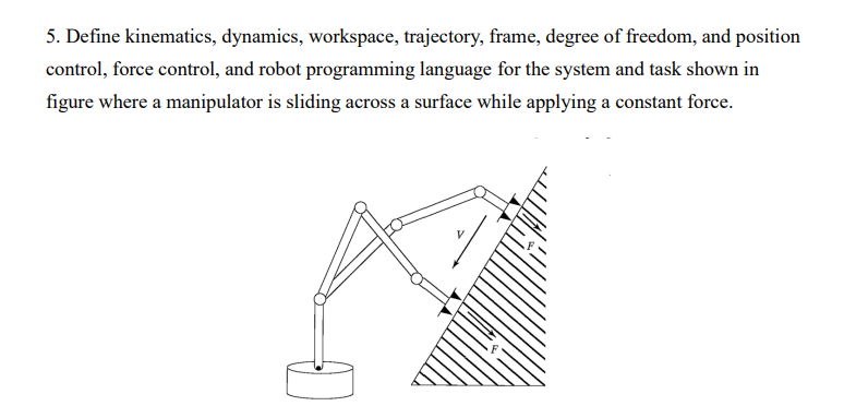 Solved Define kinematics, dynamics, workspace, trajectory, | Chegg.com