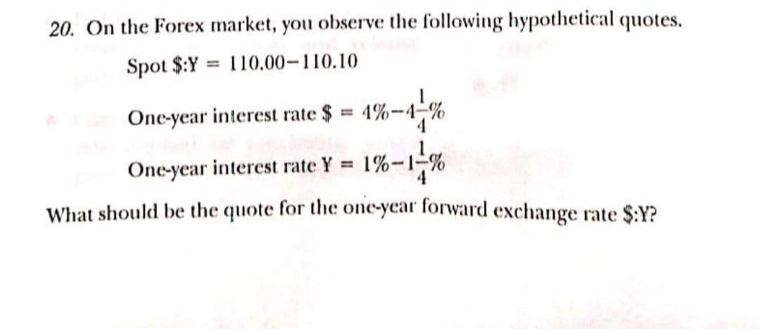 Solved 20. On the Forex market, you observe the following | Chegg.com