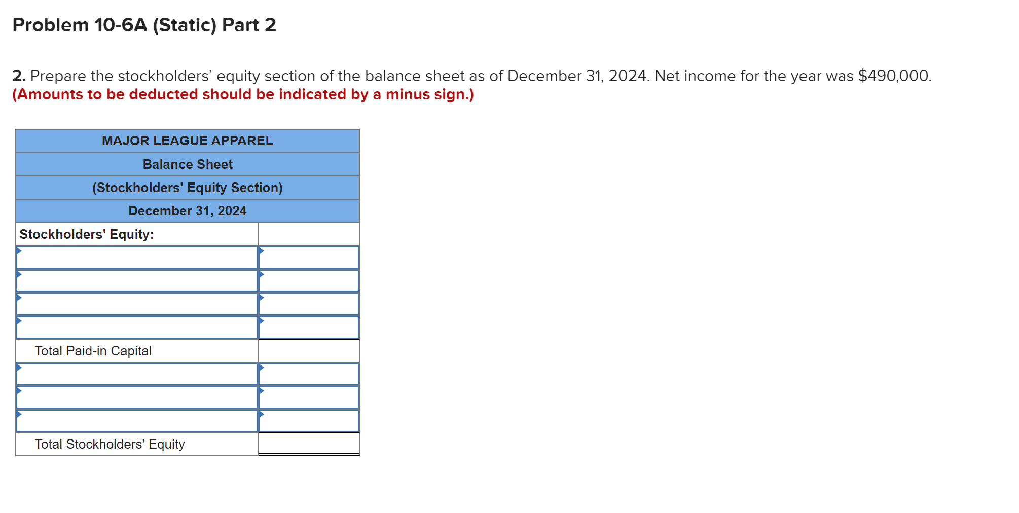 Solved Required information Problem 10-6A (Static) Record | Chegg.com
