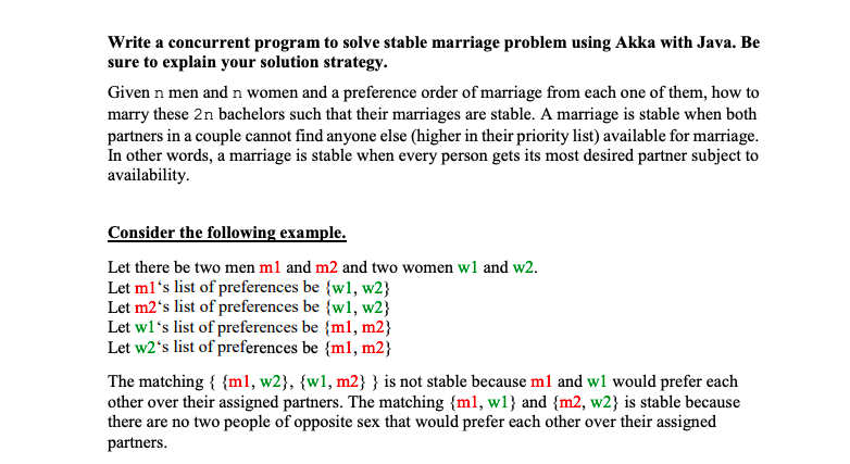 Solved Write a concurrent program to solve stable marriage | Chegg.com