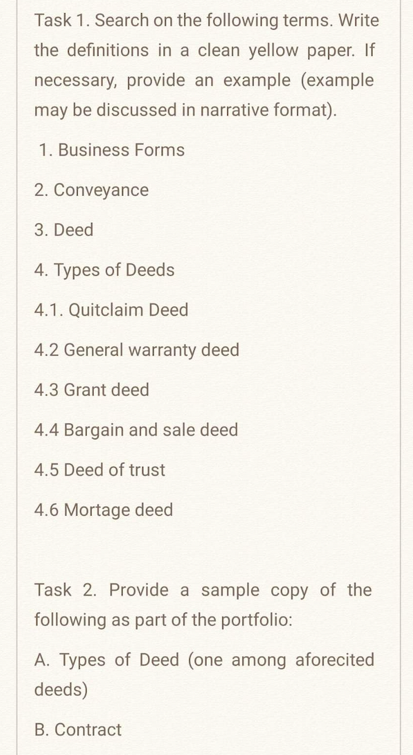 Task 1 . Search on the following terms. Write the | Chegg.com