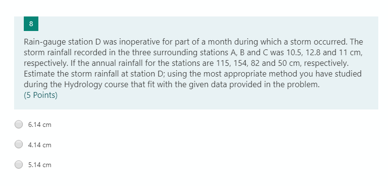 Solved 8 Rain-gauge station D was inoperative for part of a | Chegg.com