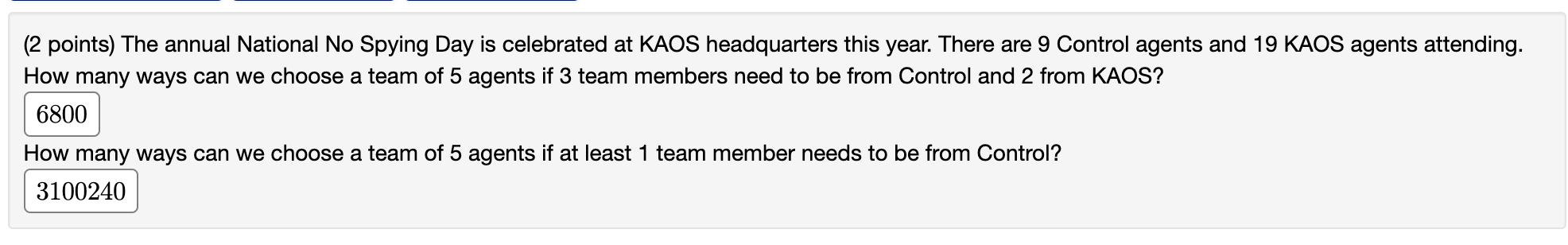 Solved (2 points) The annual National No Spying Day is | Chegg.com