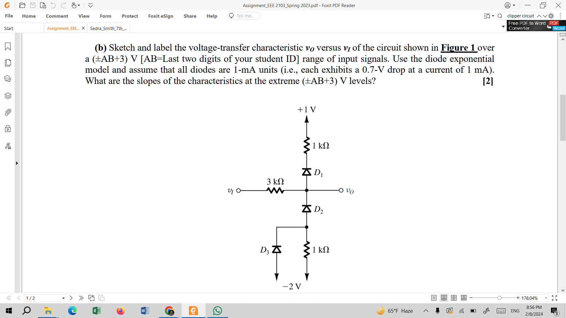 Solved Sketch and label the voltage-transfer characteristic | Chegg.com
