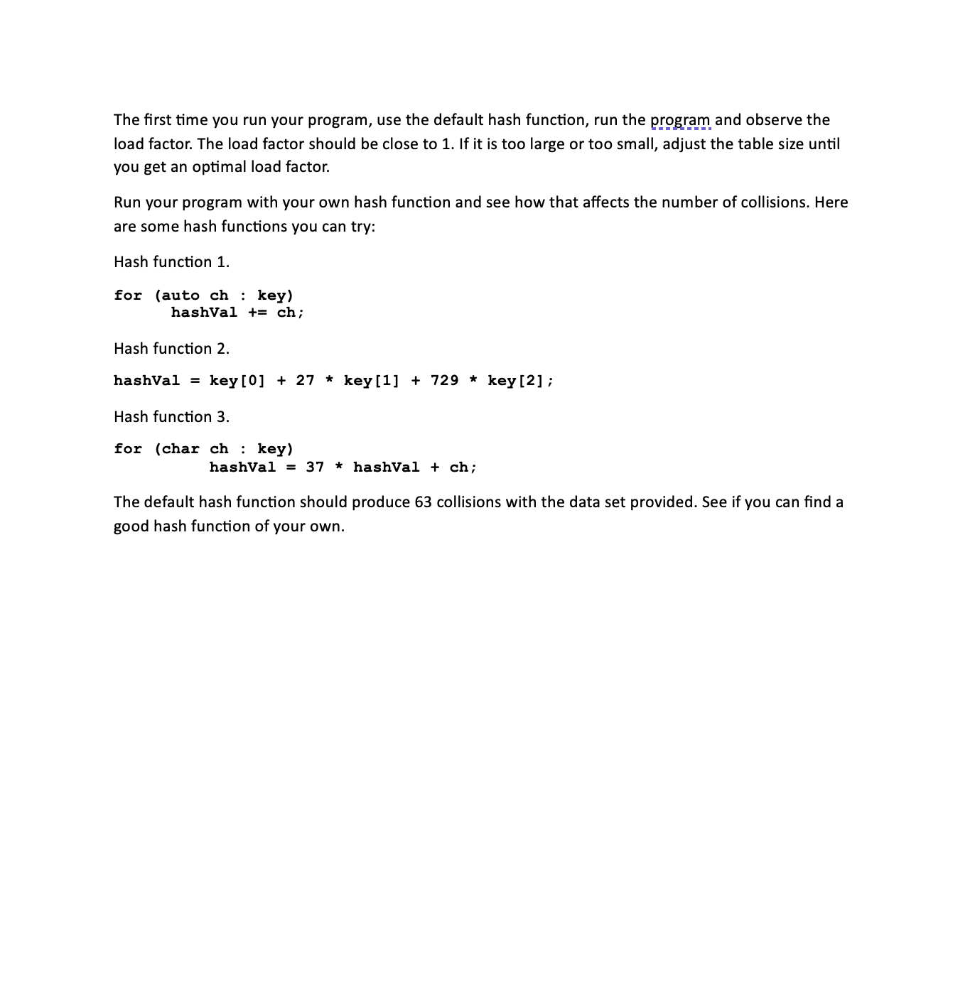 Solved Hash Table Project Project Instructions For this | Chegg.com