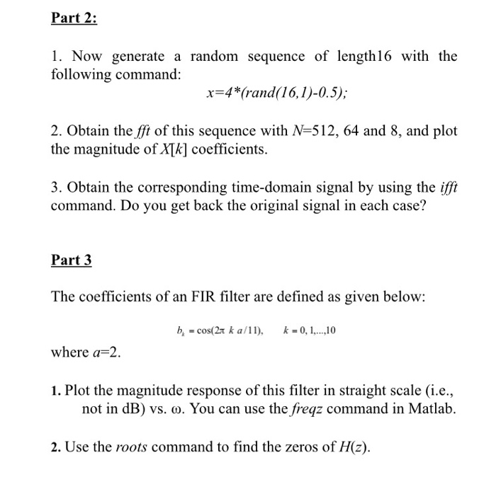 Solved Part 2: 1. Now generate a random sequence of length16 | Chegg.com