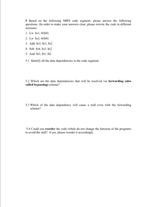 Solved Based on the following MIPS code segment, please | Chegg.com