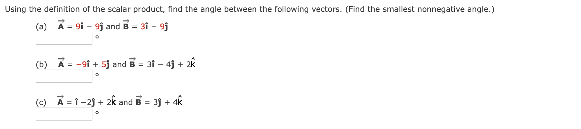 Solved Using the definition of the scalar product, find the | Chegg.com