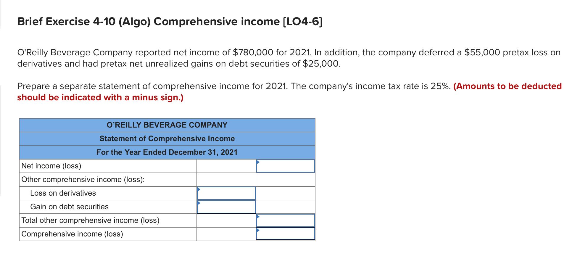 Solved Brief Exercise 4-10 (Algo) Comprehensive income | Chegg.com Solved Brief Exercise 4-10 (Algo) Comprehensive income | Chegg.com