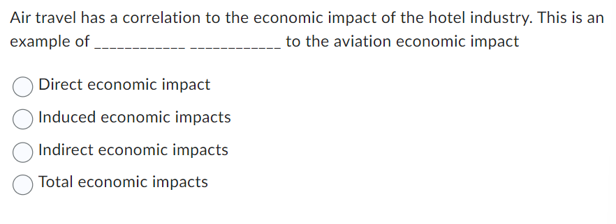 Solved Air travel has a correlation to the economic impact | Chegg.com