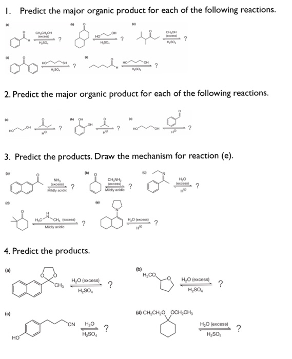Solved I. Predict the major organic product for each of the | Chegg.com