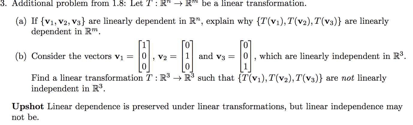 Solved 3. Additional problem from 1.8: Let T:R" + R" be a | Chegg.com