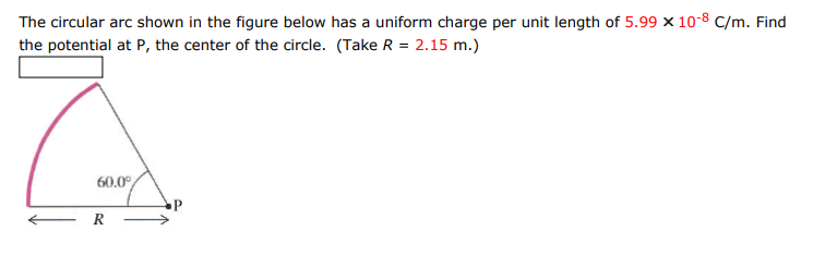 Solved The circular arc shown in the figure below has a | Chegg.com