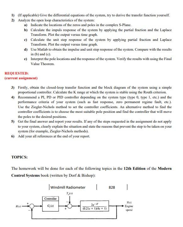 1) (If applicable) Give the differential equations of | Chegg.com