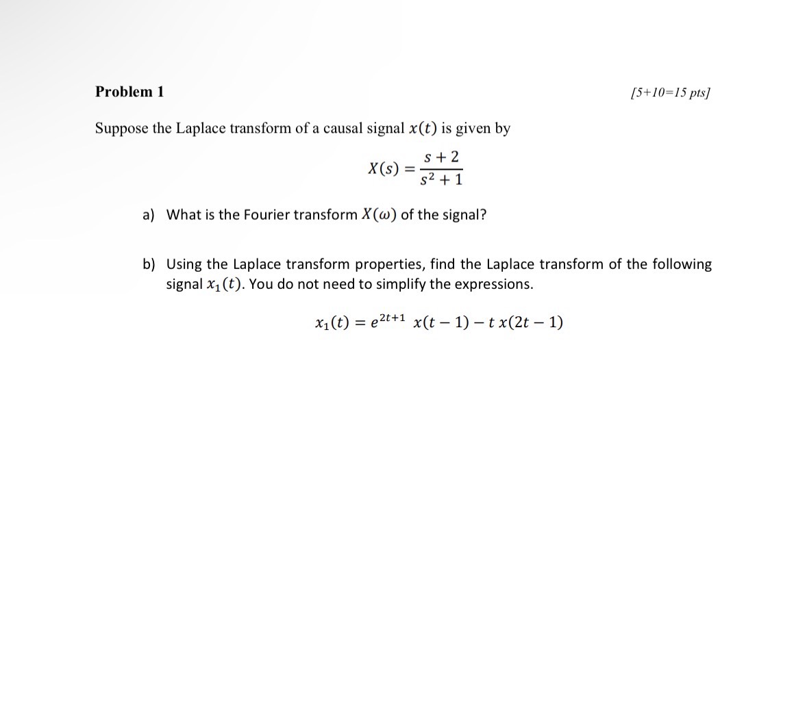 Solved Problem 1Suppose the Laplace transform of a causal | Chegg.com