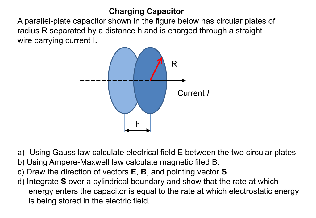 Solved Charging Capacitor A parallel-plate capacitor shown | Chegg.com