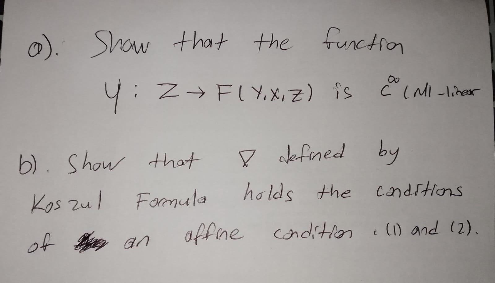 Solved a). Show that the function y:z→F(y,x,z) is | Chegg.com