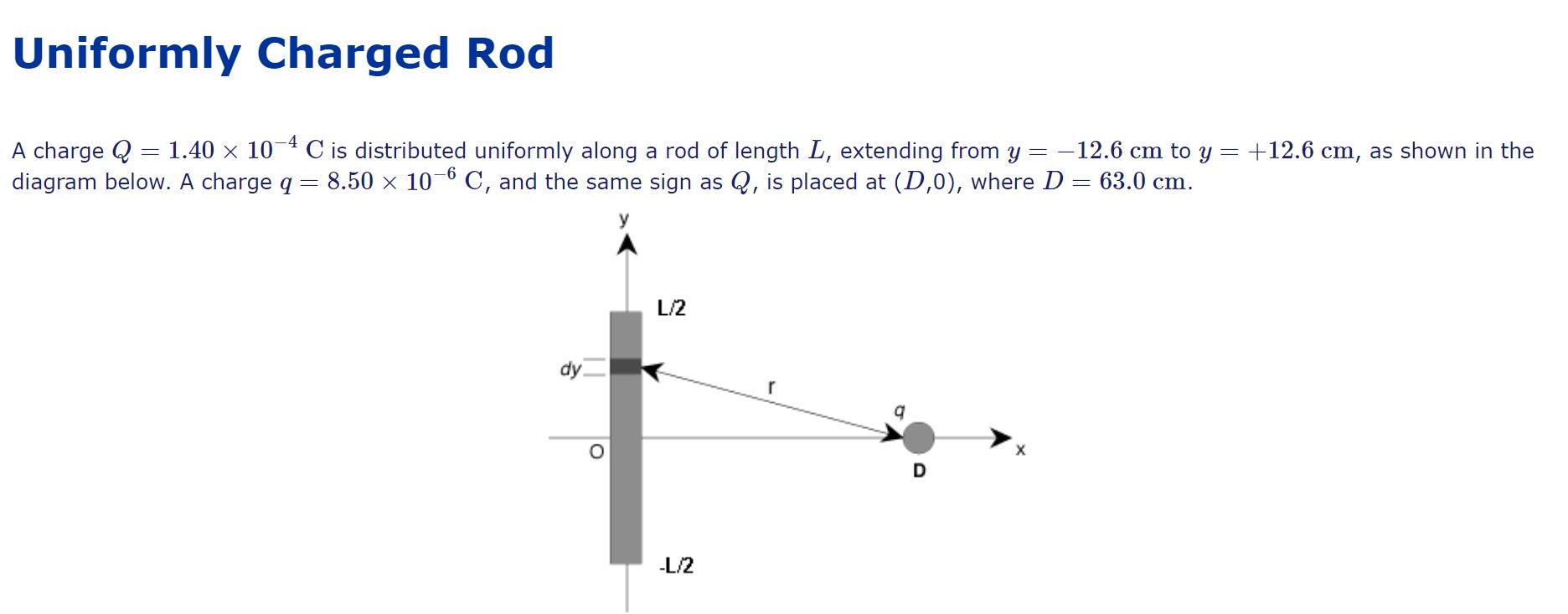 Solved: Uniformly Charged Rod A Charge Q = 1.40 X 10-4 C I... | Chegg.com Solved: Uniformly Charged Rod A Charge Q = 1.40 X 10-4 C I... | Chegg.com