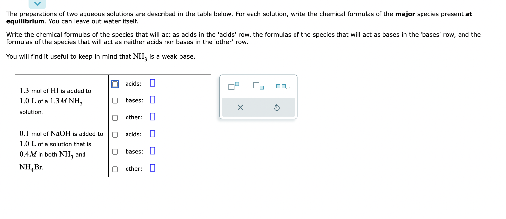 Solved The Preparations Of Two Aqueous Solutions Are