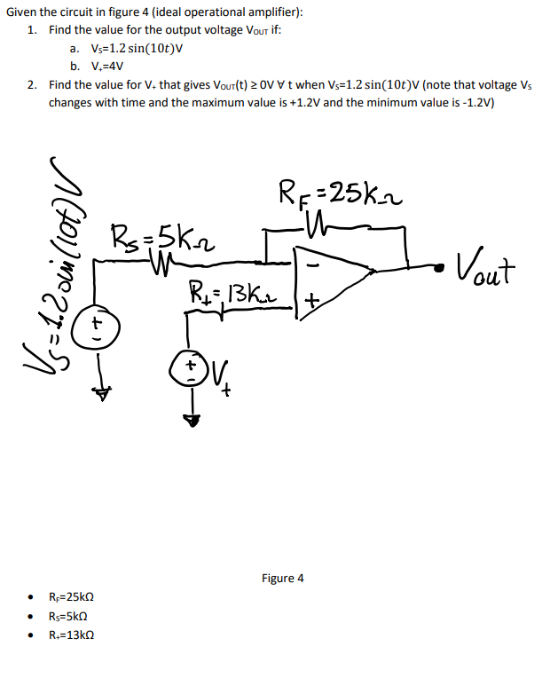 Solved Given the circuit in figure 4 (ideal operational | Chegg.com