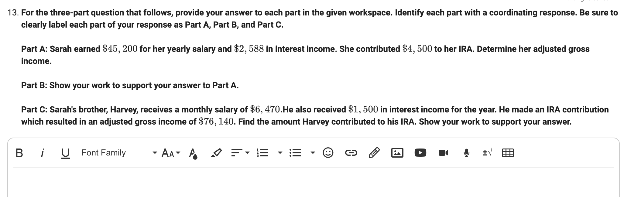 Solved 13. For the three-part question that follows, provide | Chegg.com