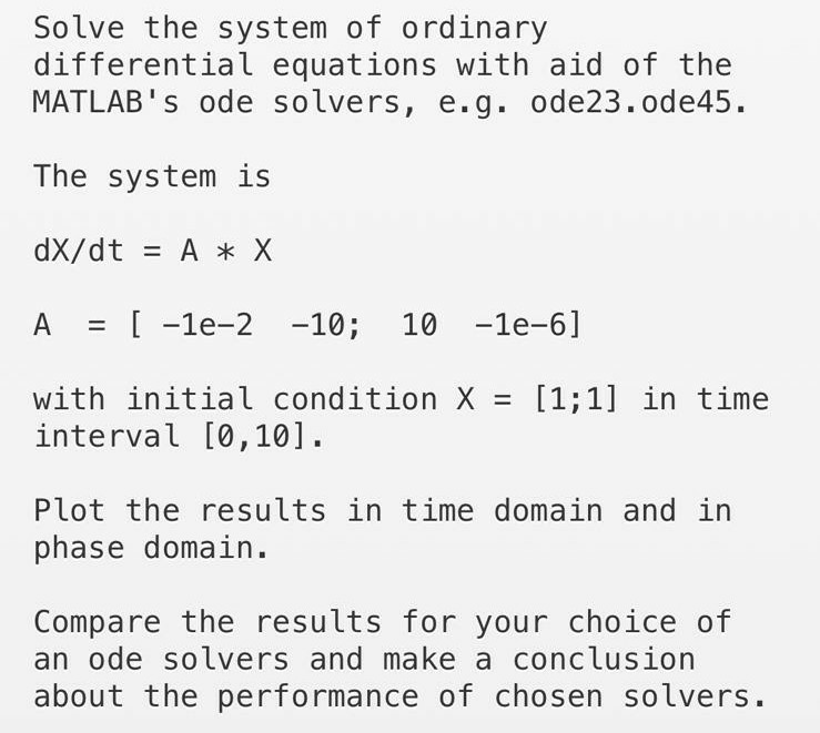 Solved Solve the system of ordinary differential equations | Chegg.com
