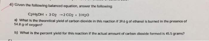 Solved Given the following balanced equation, answer the | Chegg.com