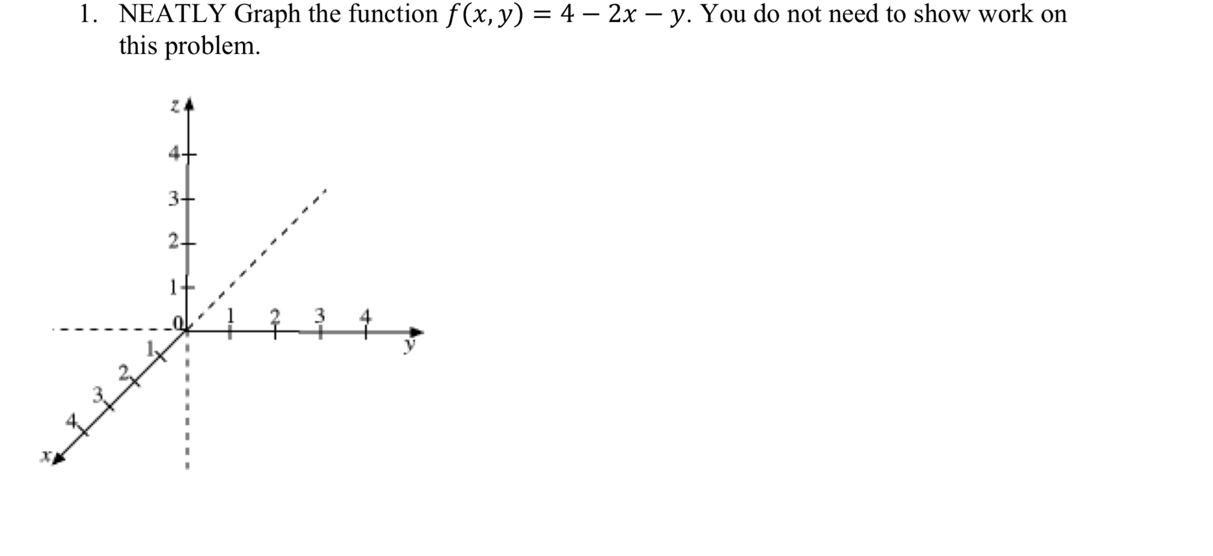 Solved NEATLY Graph the function f(x,y)=4-2x-y. ﻿You do ﻿not | Chegg.com