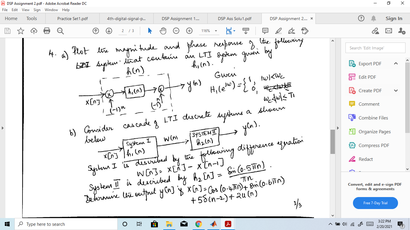Solved - x A DSP Assignment 2.pdf - Adobe Acrobat Reader DC | Chegg.com