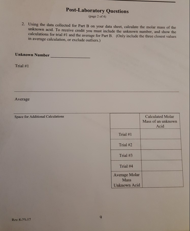 Solved Post-Laboratory Questions (page 1 of 4) Answer the | Chegg.com