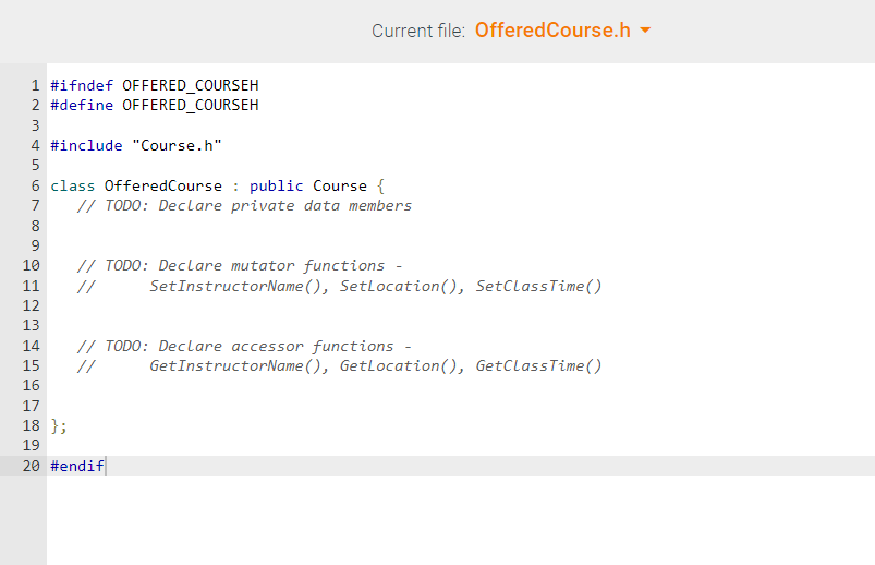 Solved Given main0, define a Course base class with | Chegg.com