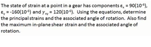 Solved The state of strain at a point in a gear has | Chegg.com