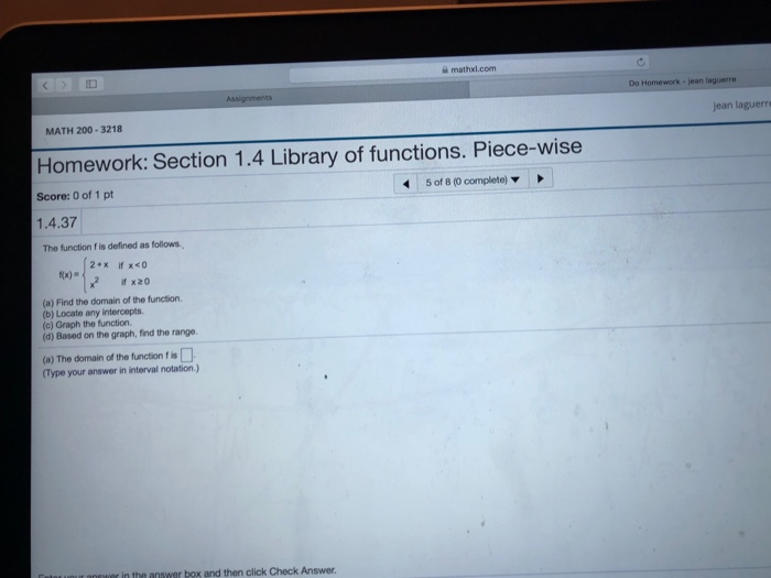Solved mathxl.com Do Homework- jean laguerre MATH 200-3218 | Chegg.com