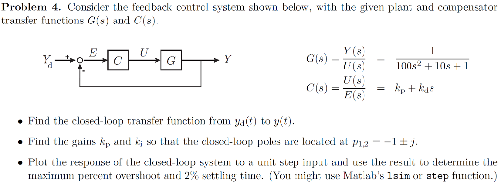 Solved Consider the feedback control system shown below, | Chegg.com