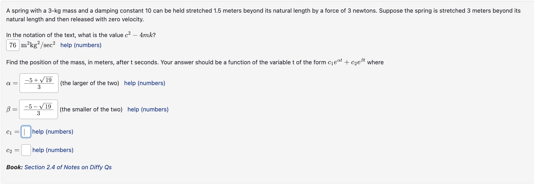 Solved A spring with a 3-kg ﻿mass and a damping constant 10 | Chegg.com