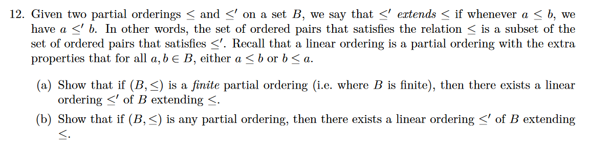 Solved 12. Given two partial orderings