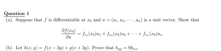 Solved Question 1 (a). Suppose that f is differentiable at | Chegg.com