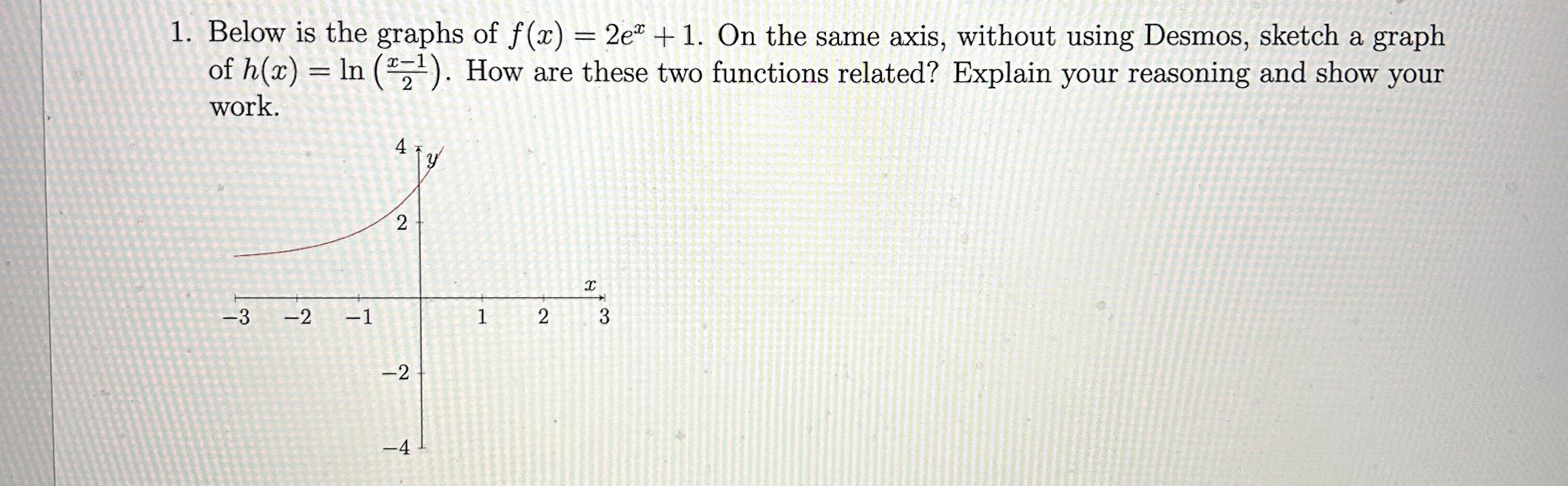 Solved Below is the graphs of f(x)=2ex+1. ﻿On the same axis, | Chegg.com