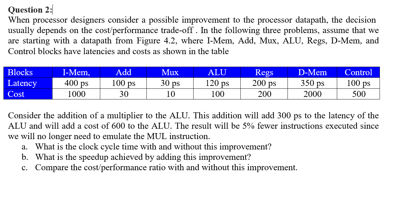 Solved a Question 2: When processor designers consider a | Chegg.com