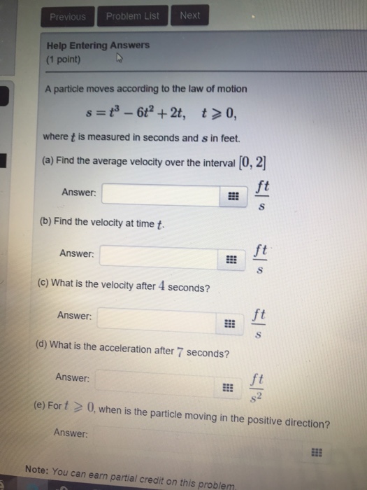 Solved Previous Problem List Next Help Entering Answers (1 | Chegg.com