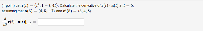 Solved (1 point) Let r(t)= t2,1−t,4t . Calculate the | Chegg.com