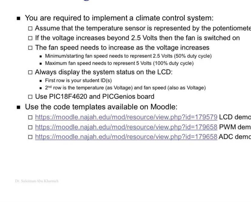 You are required to implement a climate control | Chegg.com